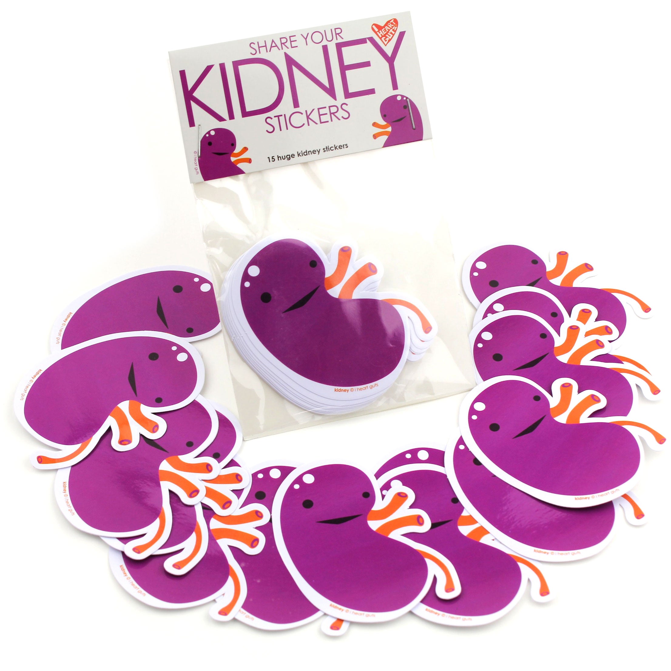 Share Your Kidneys Stickers - 15 Kidney Stickers | I Heart Guts Plush ...